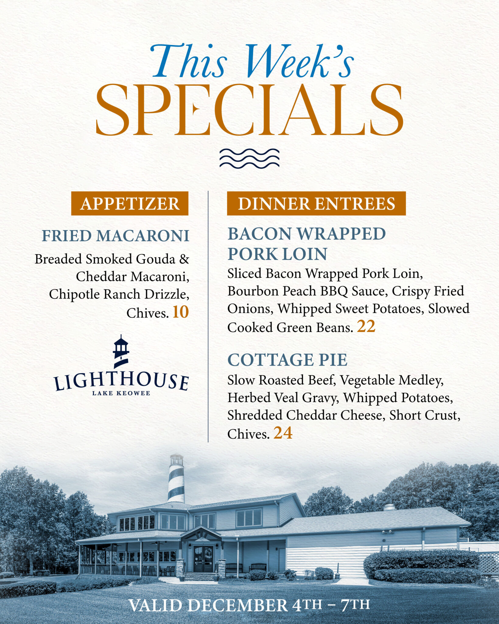 Menus - Lighthouse Lake Keowee