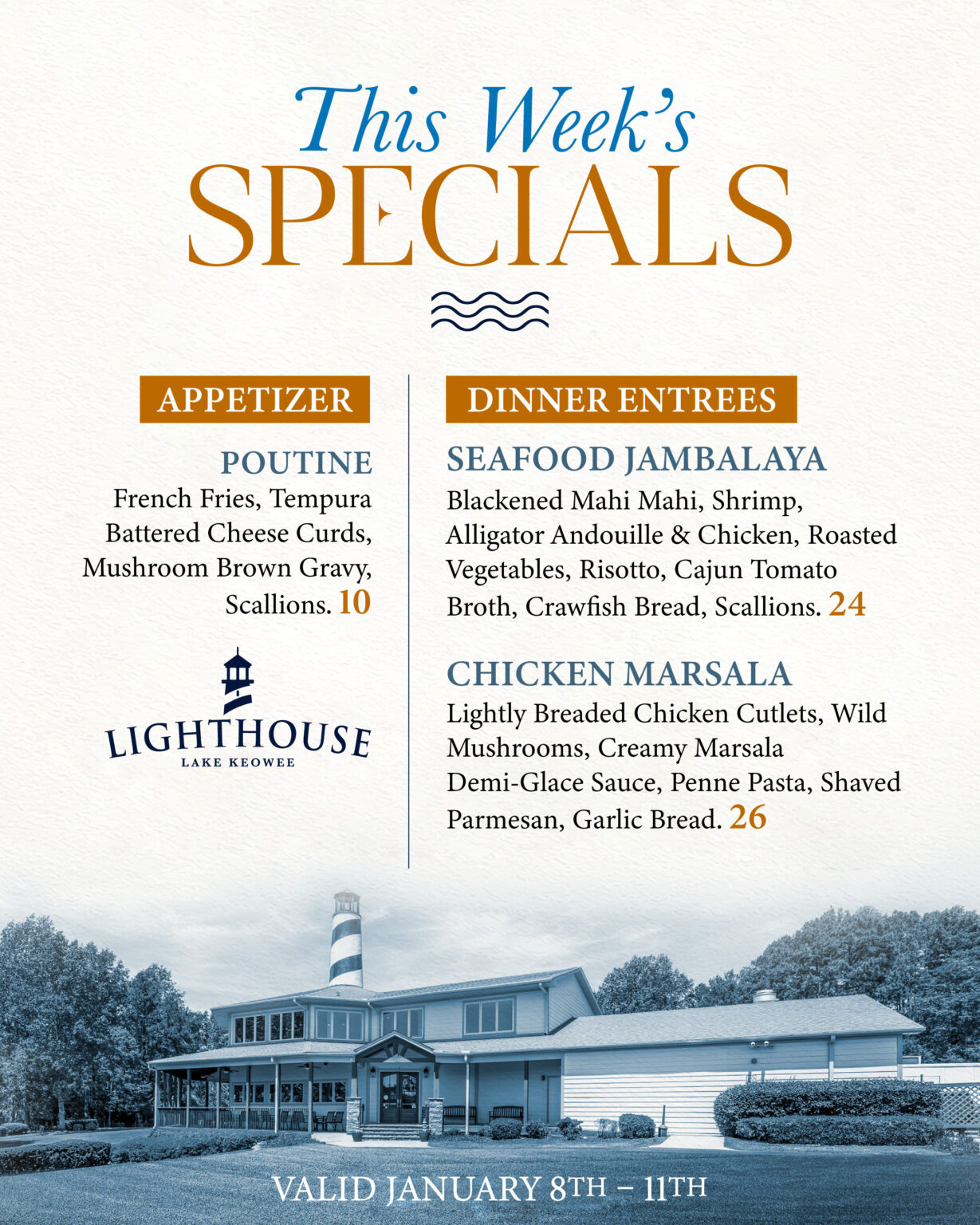 Menus - Lighthouse Lake Keowee